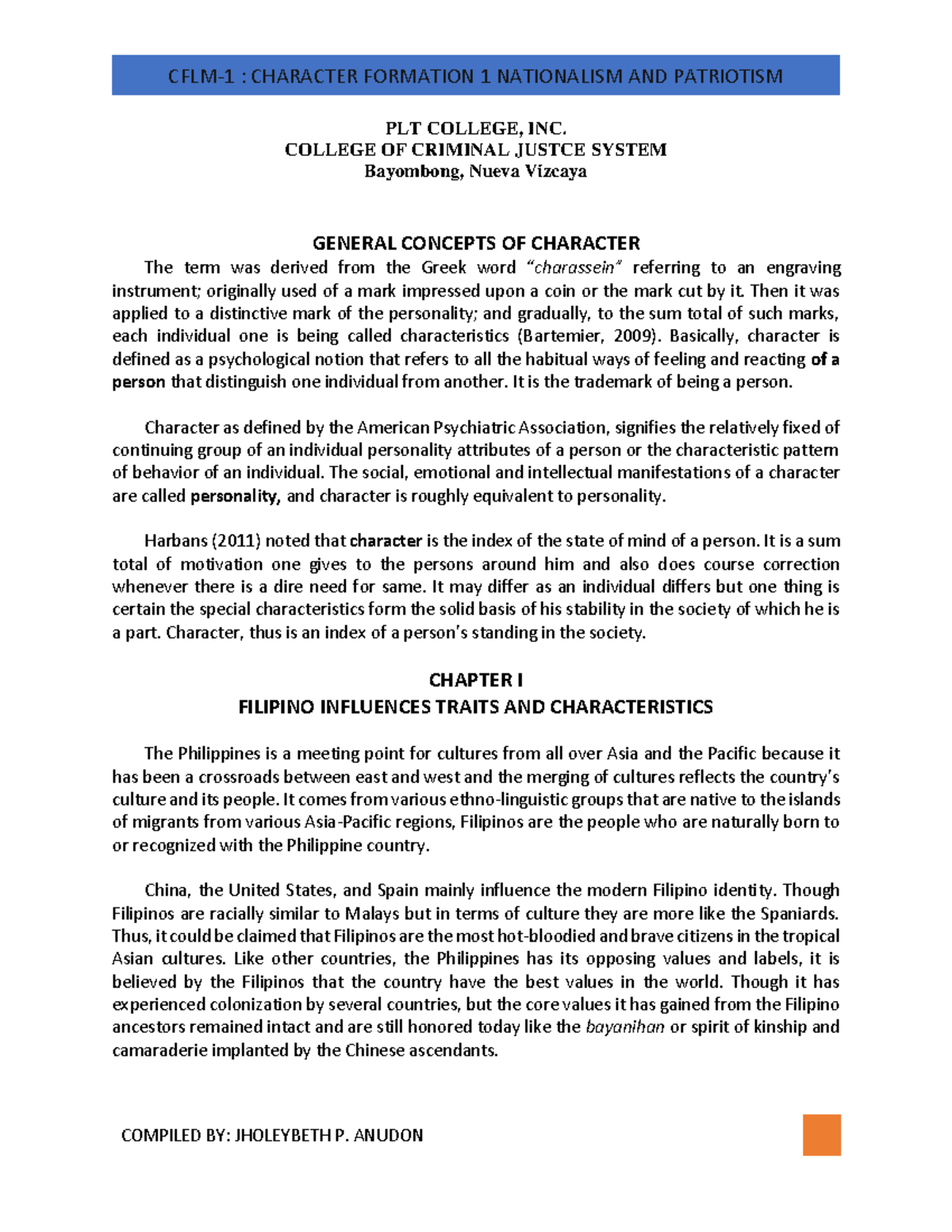 6485 382731 CFML-1 Module Chapter 1 - PLT COLLEGE, INC. COLLEGE OF ...