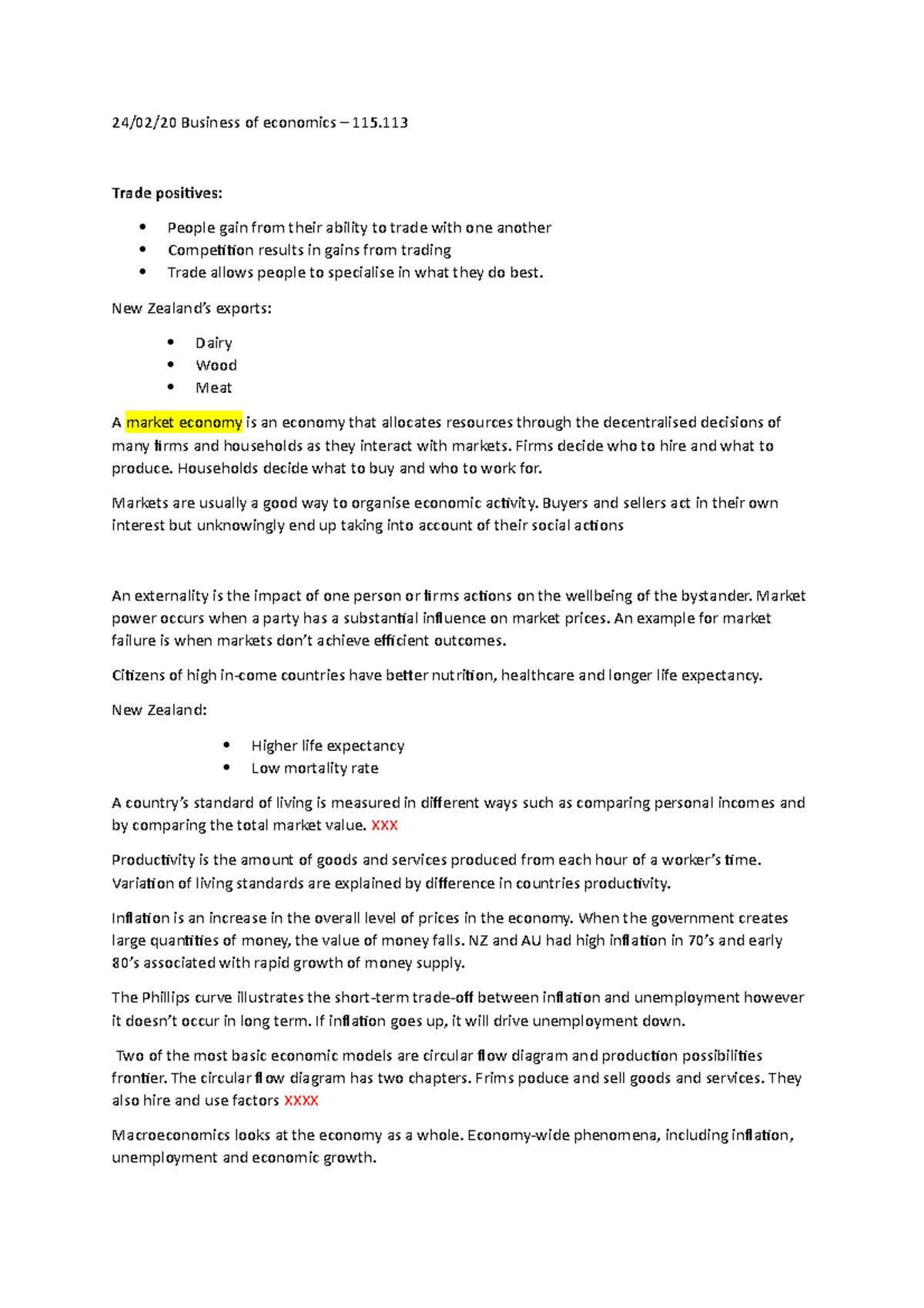 Economics 115113 notes - 24/02/20 Business of economics – 115. Trade ...