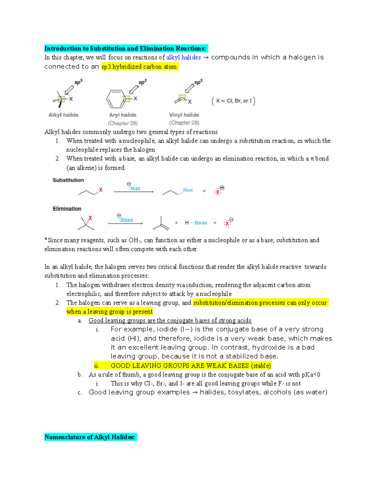 Chapter 7 Substitution and Elimination Reactions - Introduction to ...