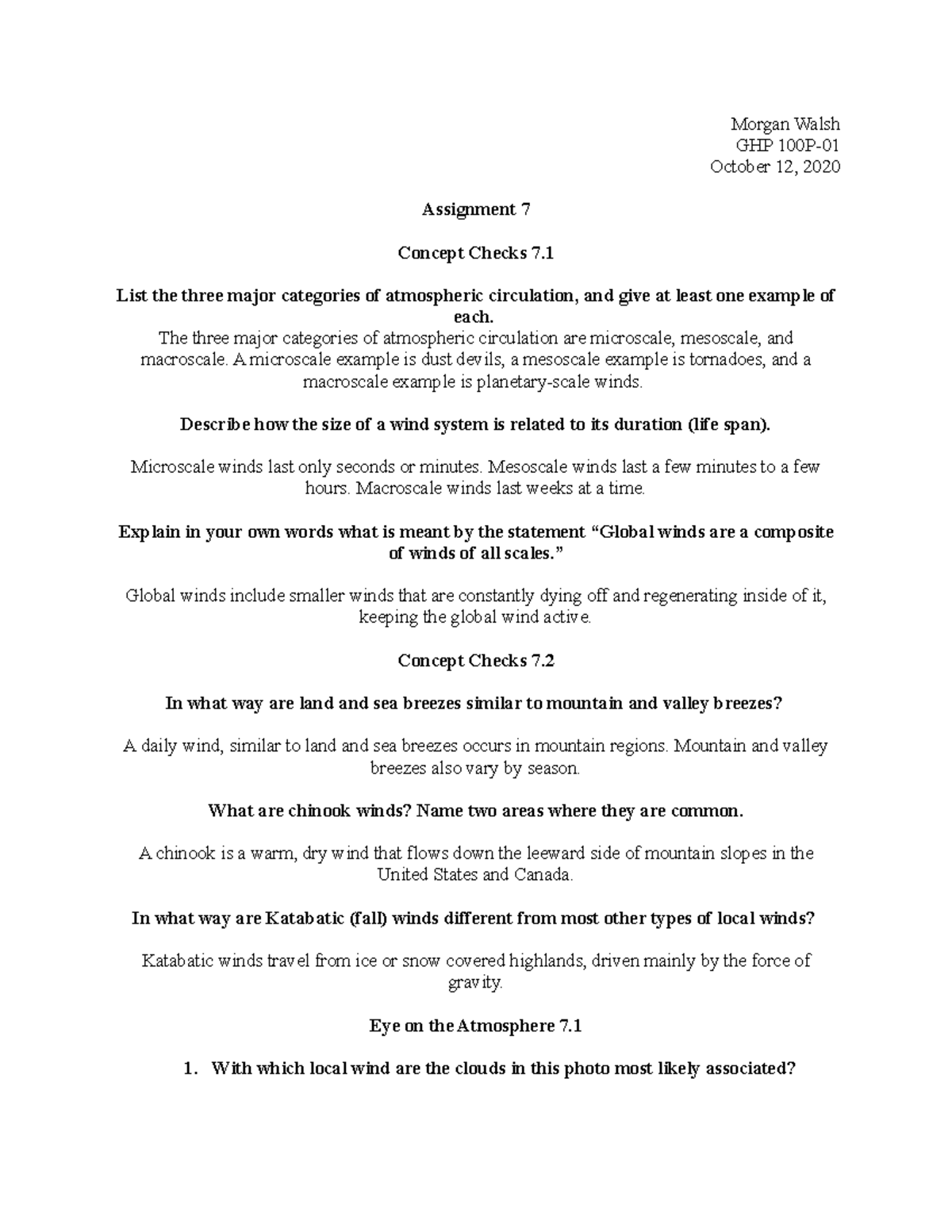 Assignment 7 - Reading questions with answers - Morgan Walsh GHP 100P ...