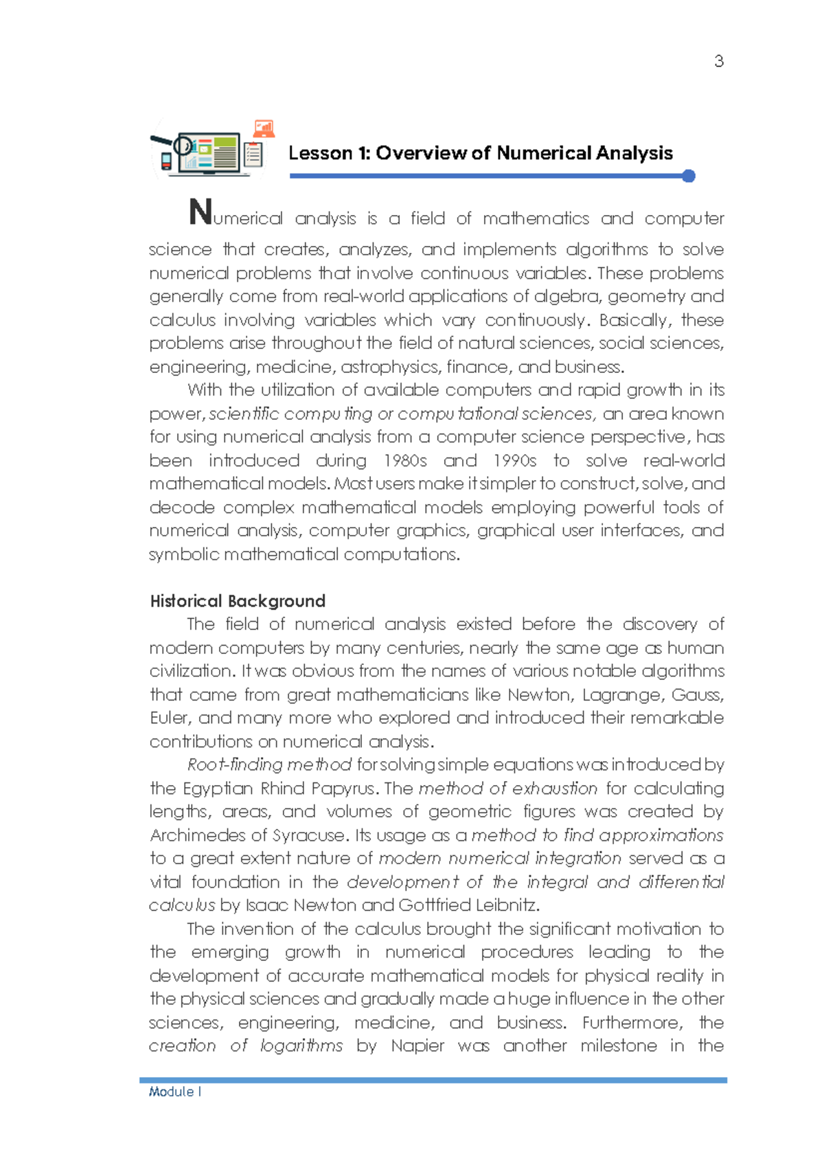 Lesson One Basic Concepts Of Numerical Analysis Numerical Analysis Is A Field Of Mathematics