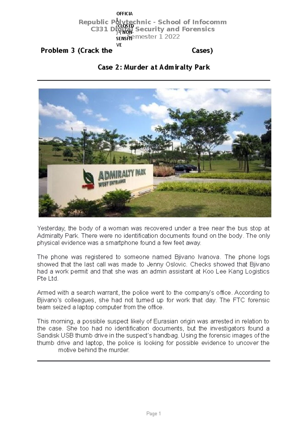 C331 P03 Case 2 - Part 2 on learning package 3 - Republic Polytechnic - School of Infocomm C331 ...