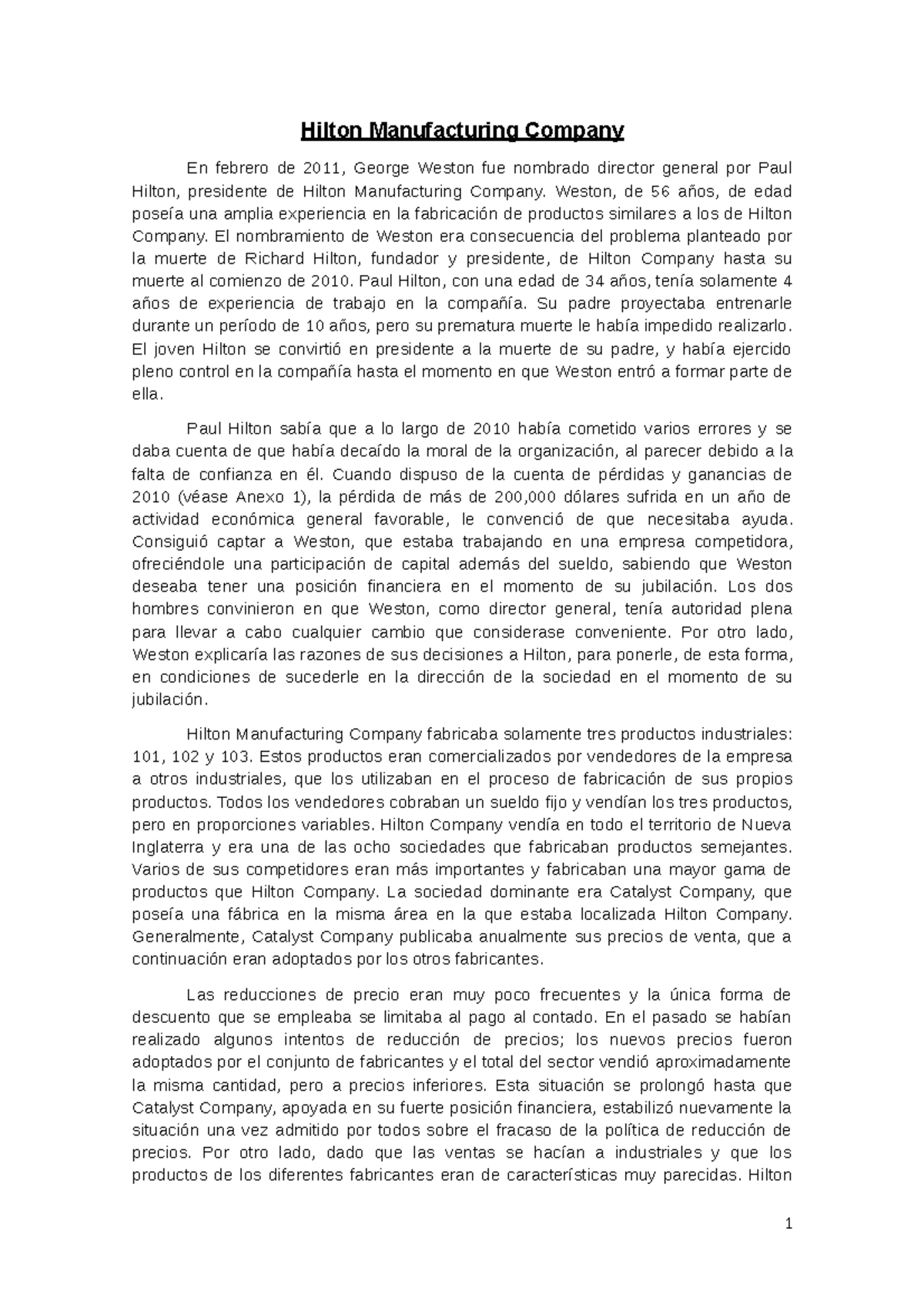 2Hilton Manufacturing Company- El margen de contribución-1 - Hilton ...