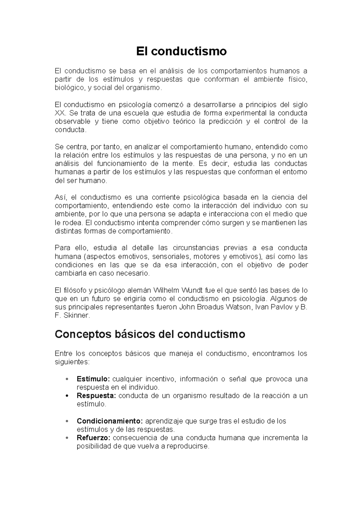 El Conductismo, Conceptos Básicos, Características y Autores - El ...