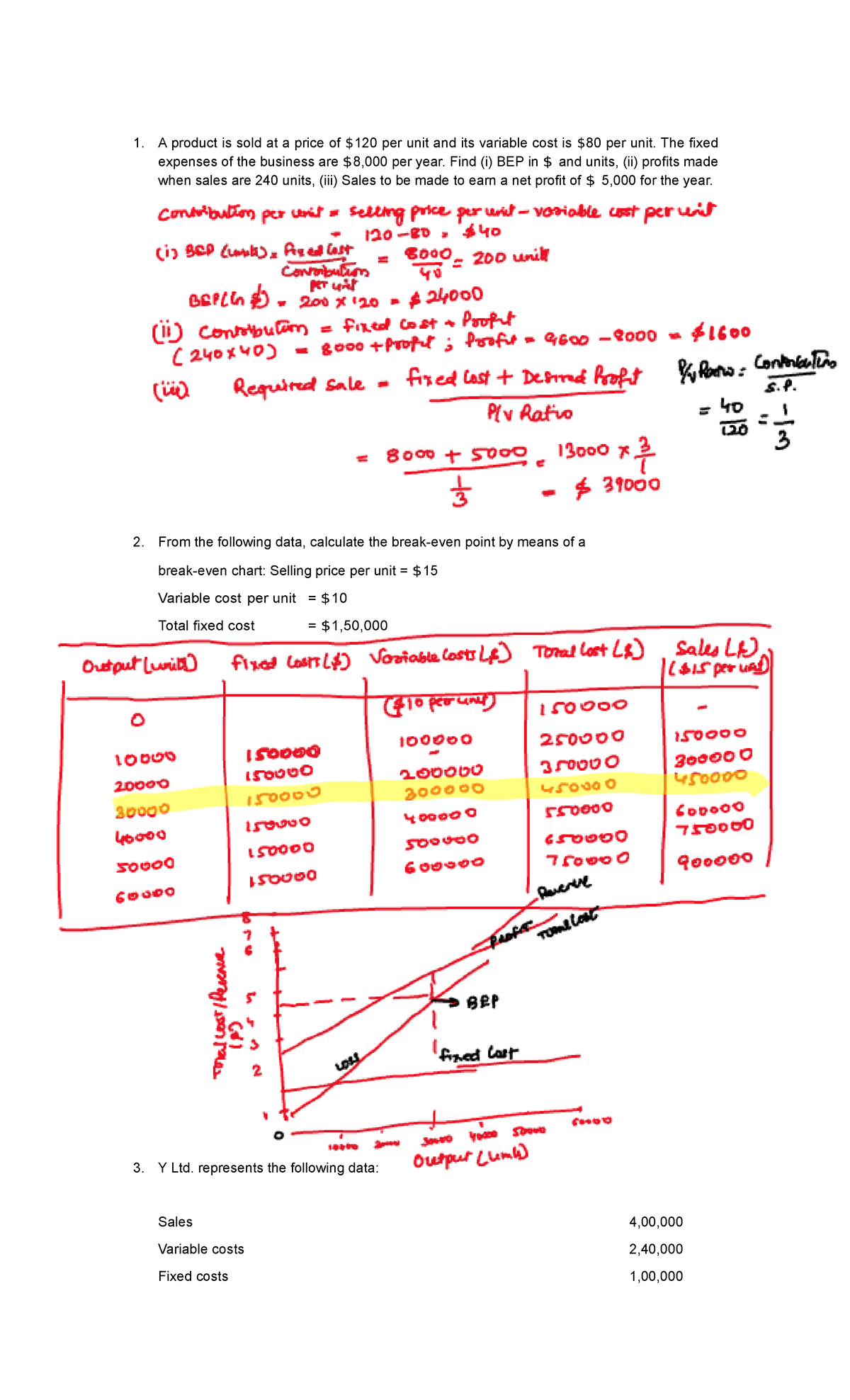 Marginal Cost Work Sheet 1 - A product is sold at a price of $120 per ...