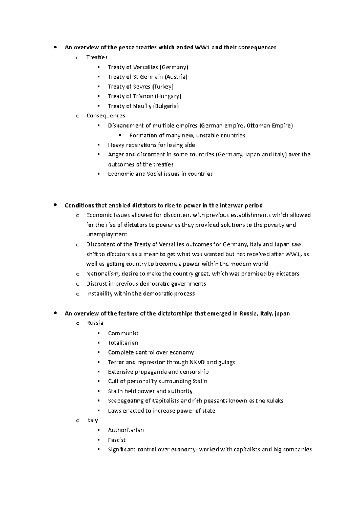 Summary of points to talk about in questions on syllabus points - An ...