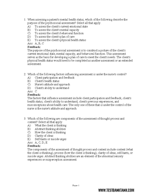 Prep U 1 - PrepU notes - Prep U 1 Question 1 The nurse working on a ...