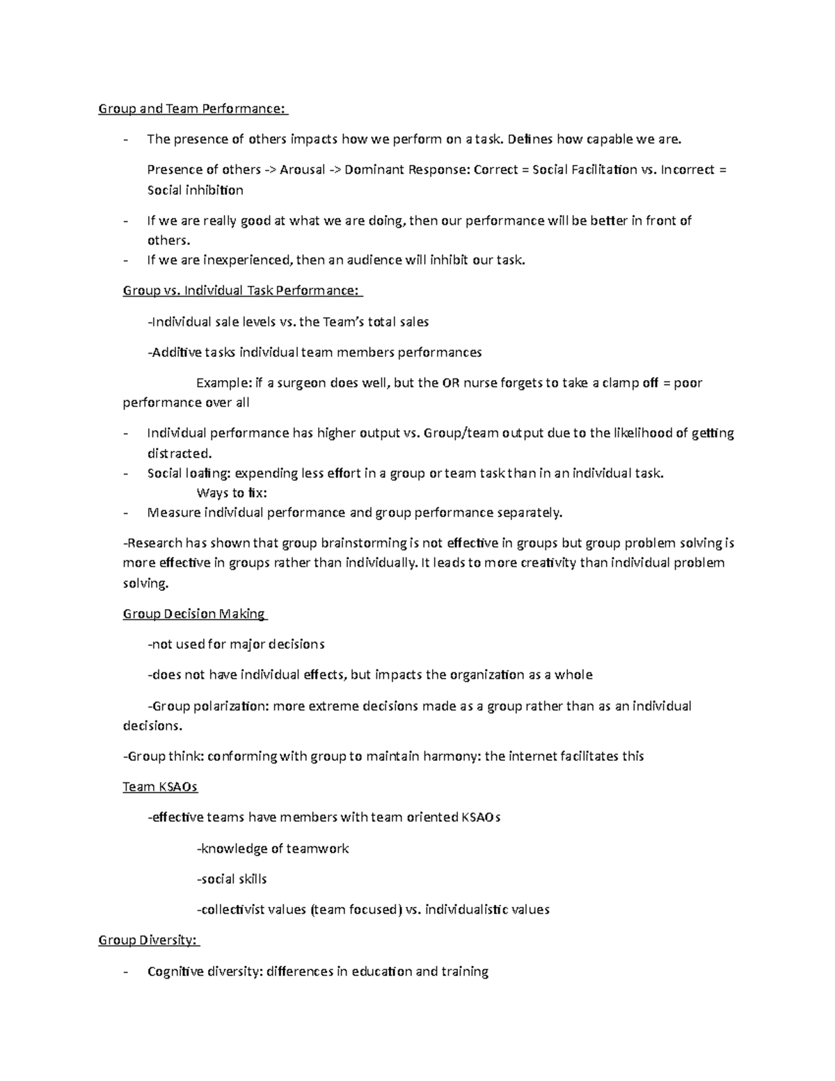 Io Notes 11 16 22 Dr Wilsons Course Group And Team Performance The Presence Of Others
