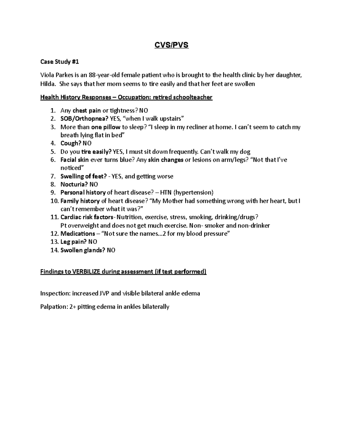 2022+CVS-PVS+responses for first year nursing students - Nursing 2203B ...