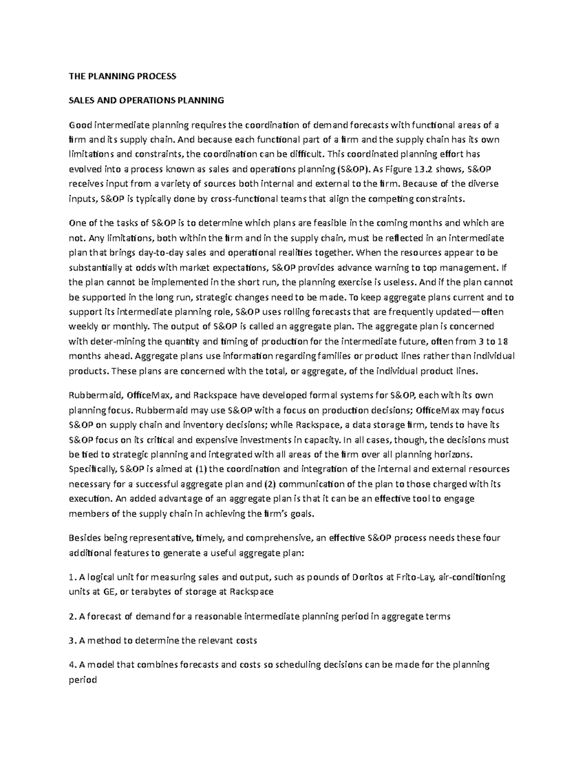 The Planning Process - THE PLANNING PROCESS SALES AND OPERATIONS ...