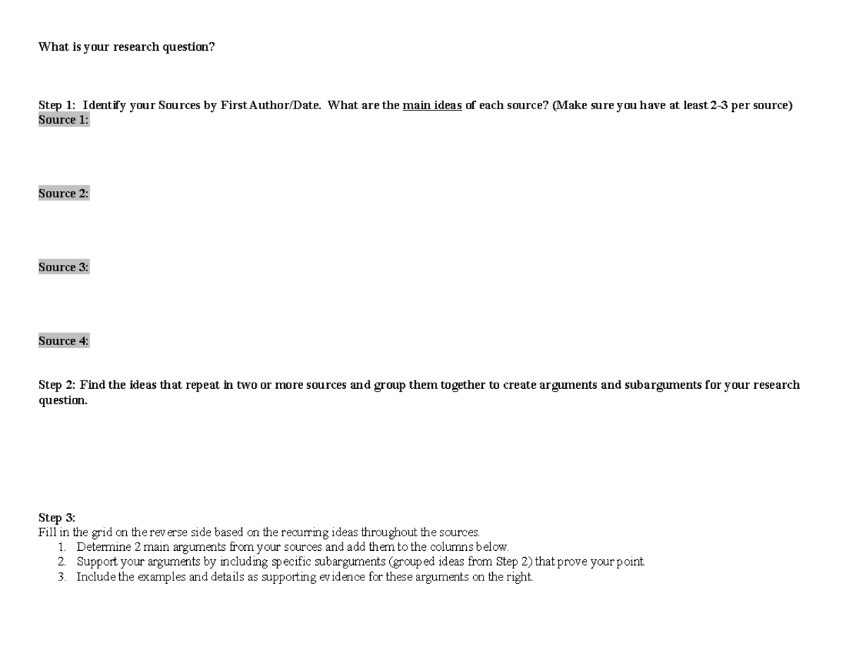 Research Story Worksheet for their own topic - What is your research ...