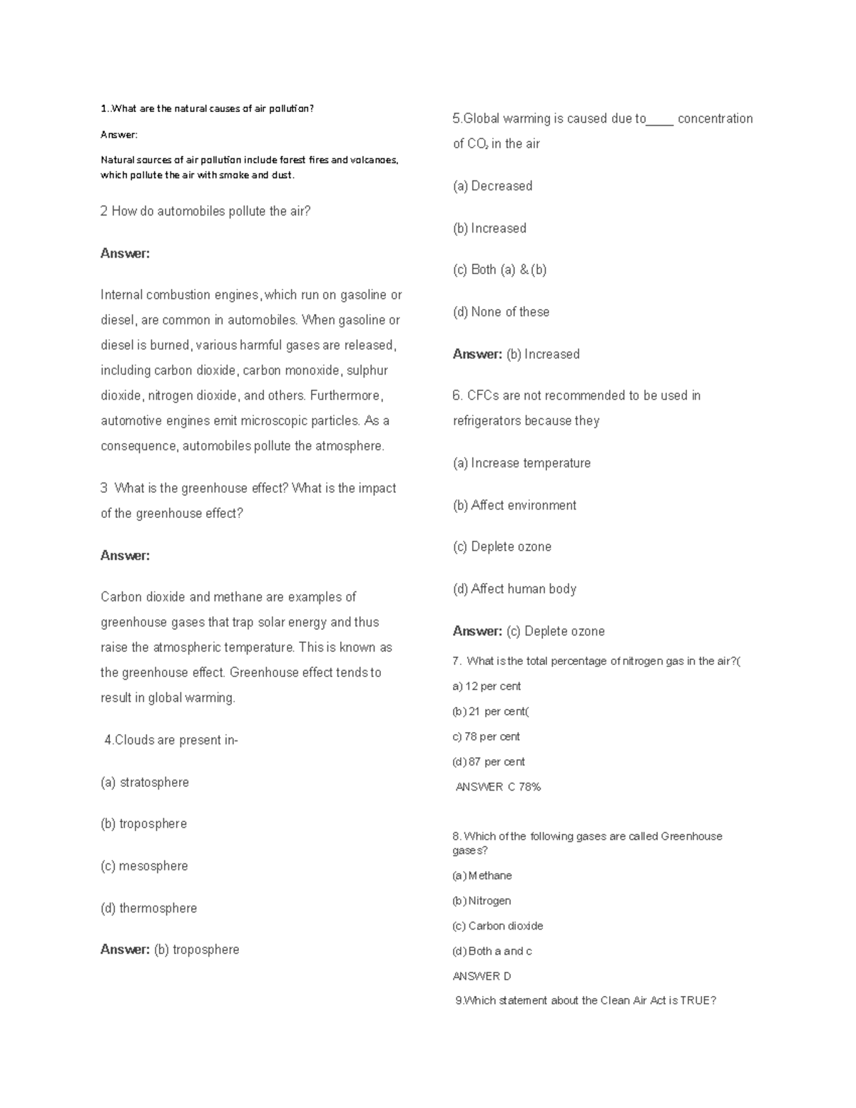 QUIZ ENVI SCI - quiz - 1. are the natural causes of air pollution ...