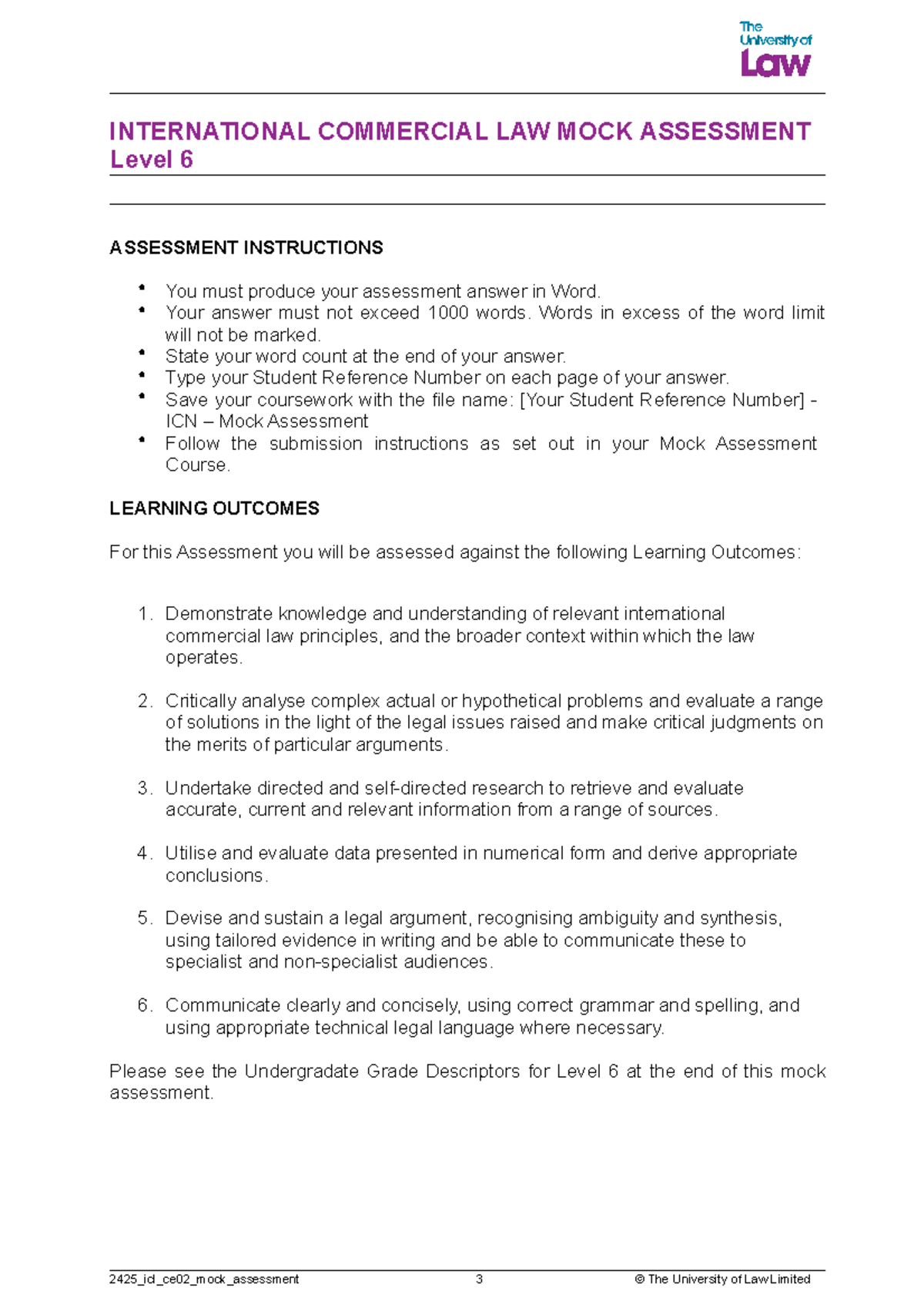 International Commercial Law - mock - INTERNATIONAL COMMERCIAL LAW MOCK ...