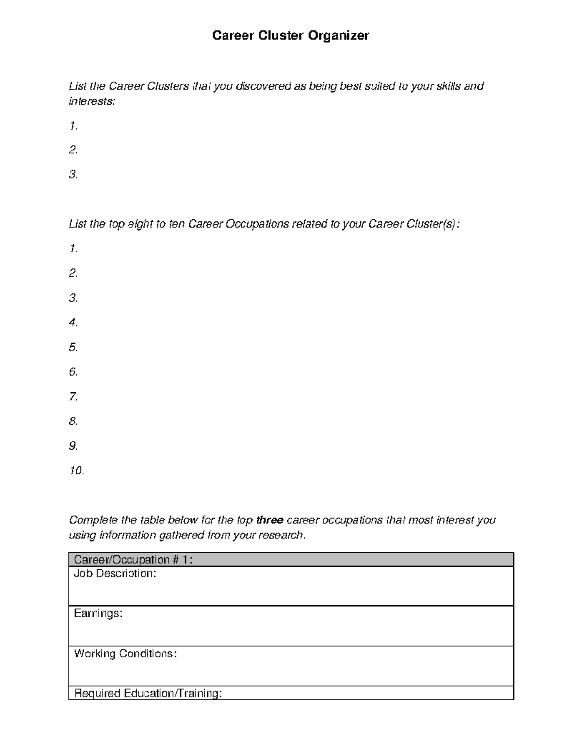 Career Cluster Organizer (1).rtf - Career Cluster Organizer List the ...