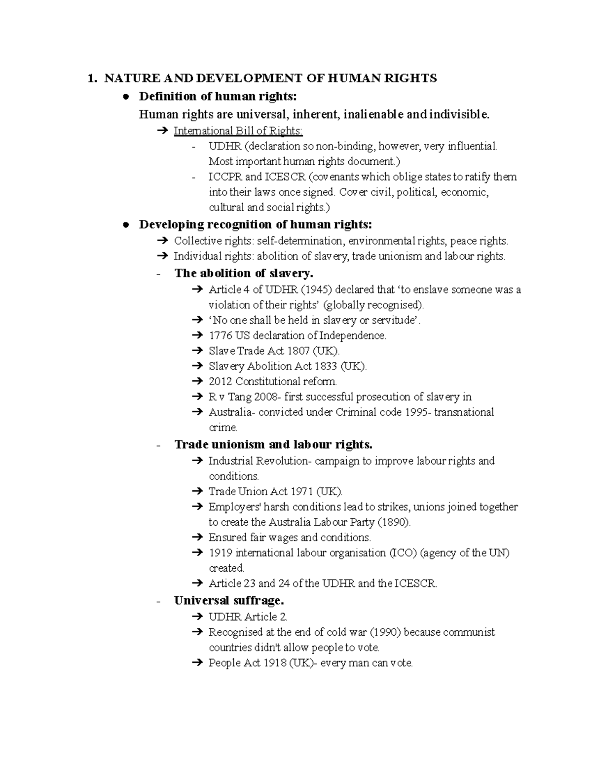 Human Rights Notes - 1. NATURE AND DEVELOPMENT OF HUMAN RIGHTS ...