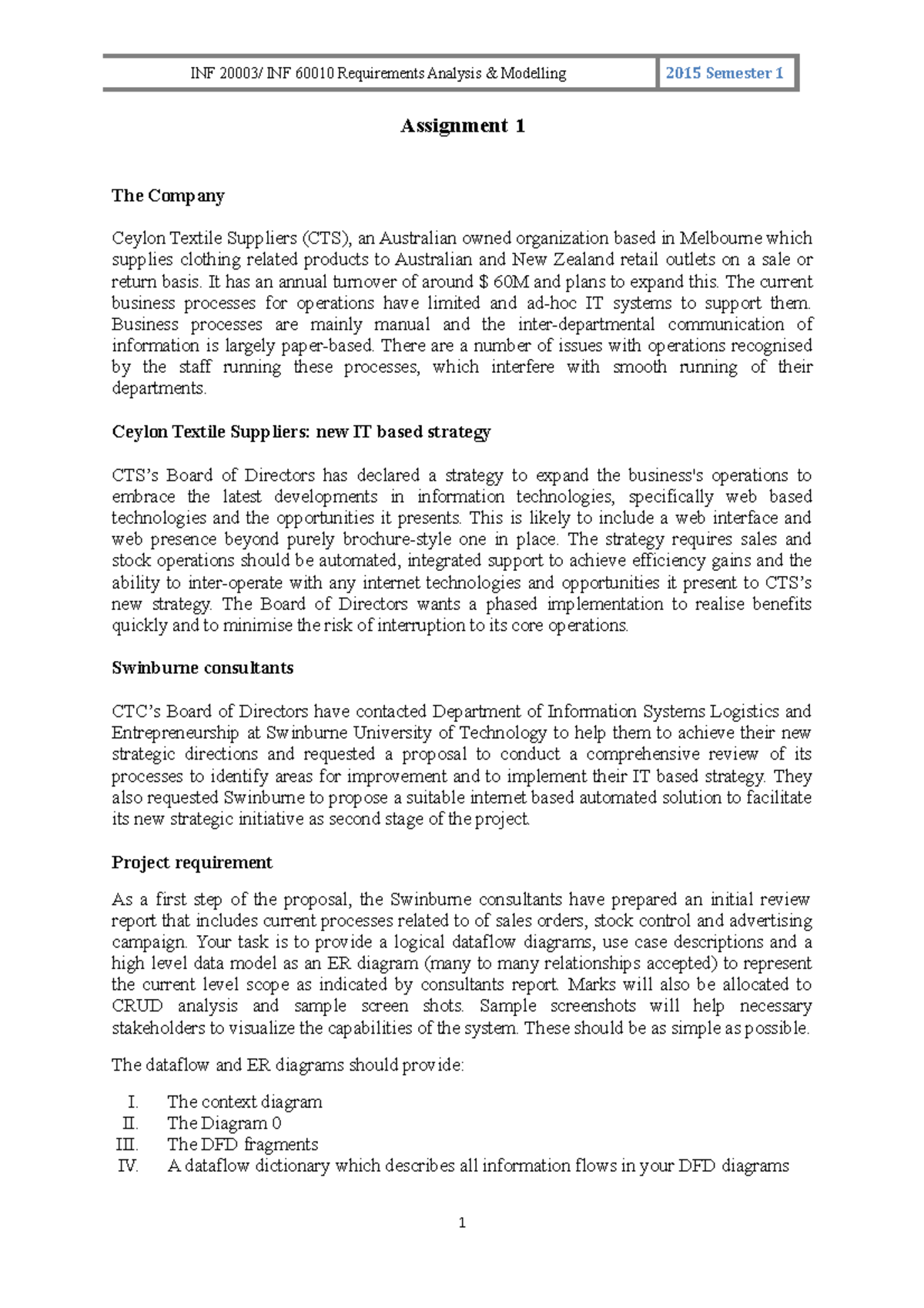 Pdf - .... - Assignment 1 The Company Ceylon Textile Suppliers (CTS), an Australian owned - Studocu