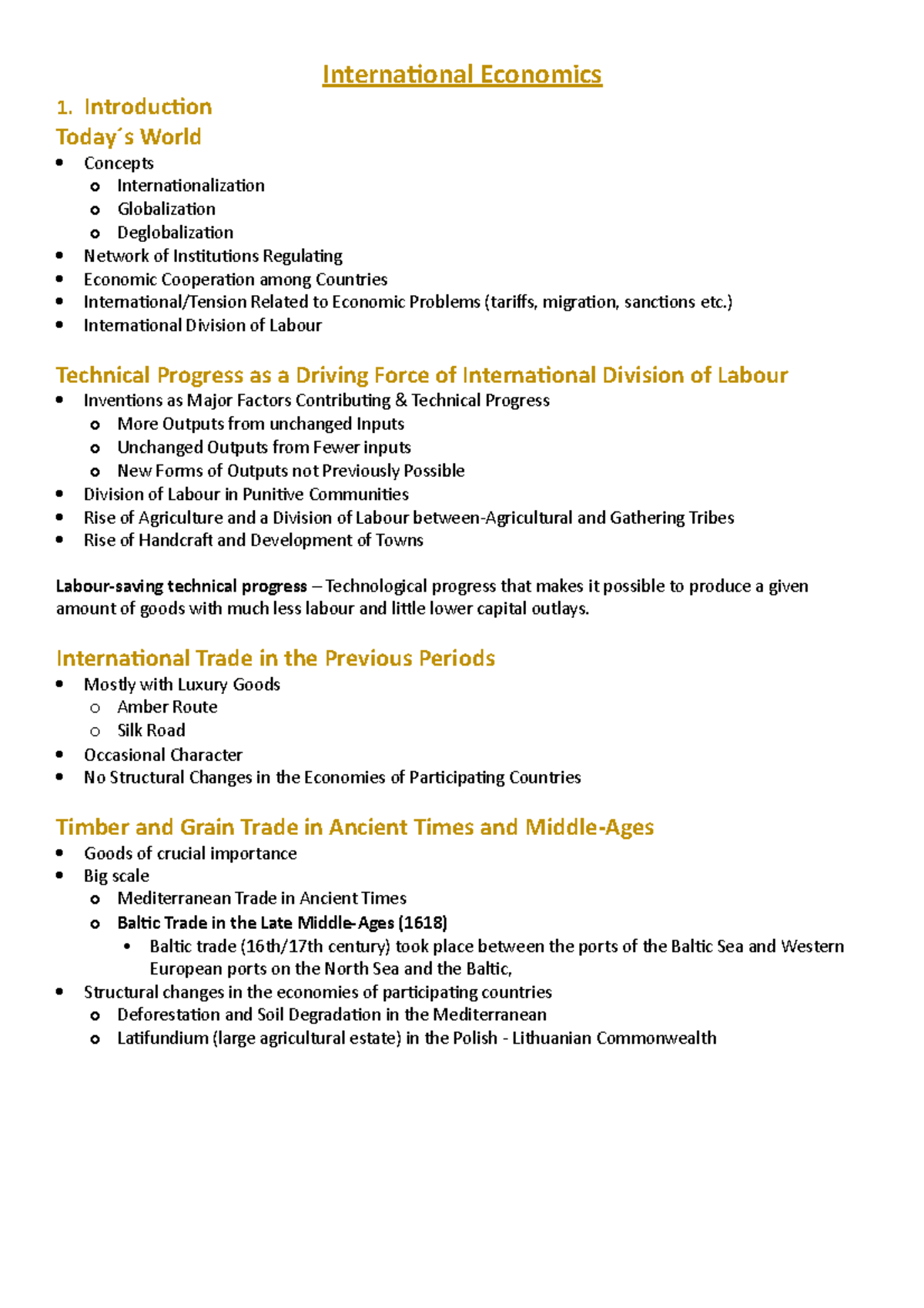 Internacional Economics - Introduction Today ́s World Concepts o ...