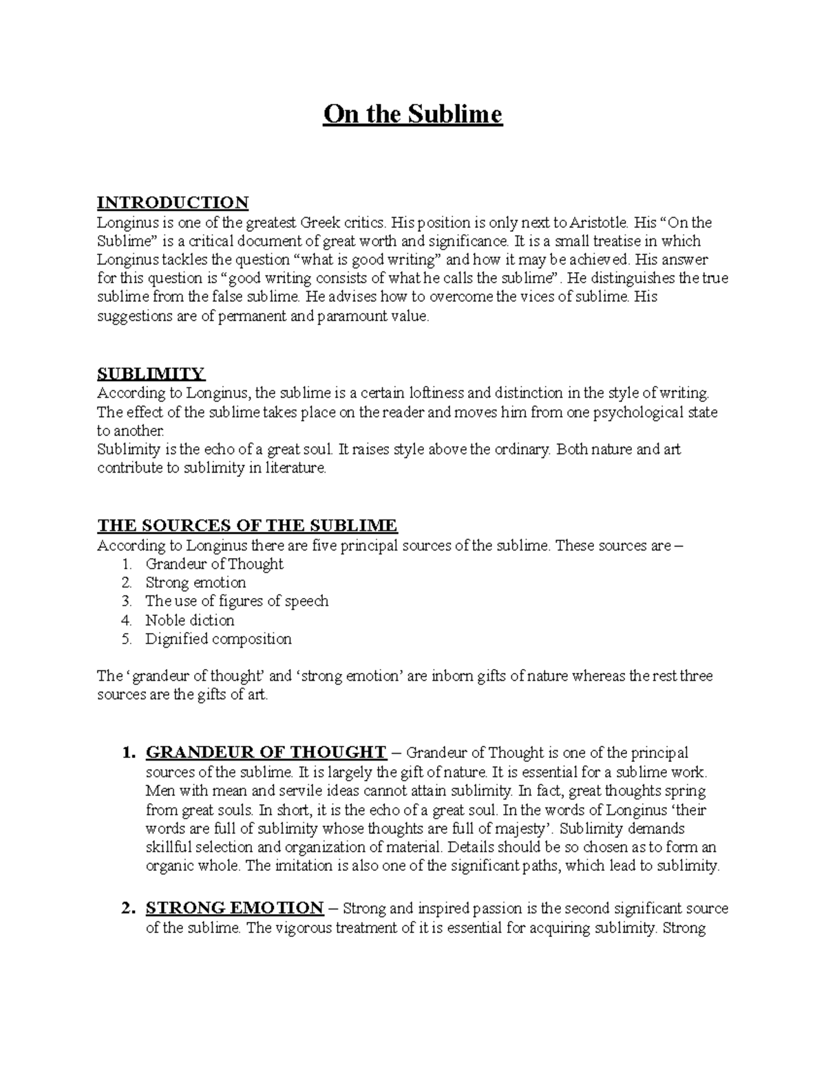 On the Sublime - xyz - On the Sublime INTRODUCTION Longinus is one of ...