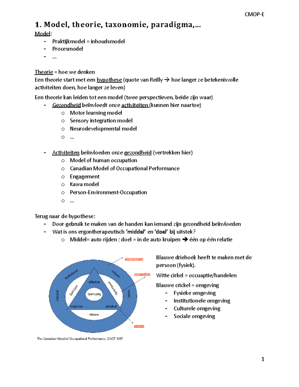 COPM-E; canadian model of occupational performance and engagement - 1 ...
