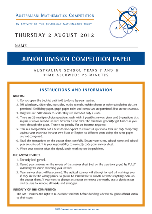 2020 AMC Junior - Australian Mathematics Competition - Copyright © 2020 ...