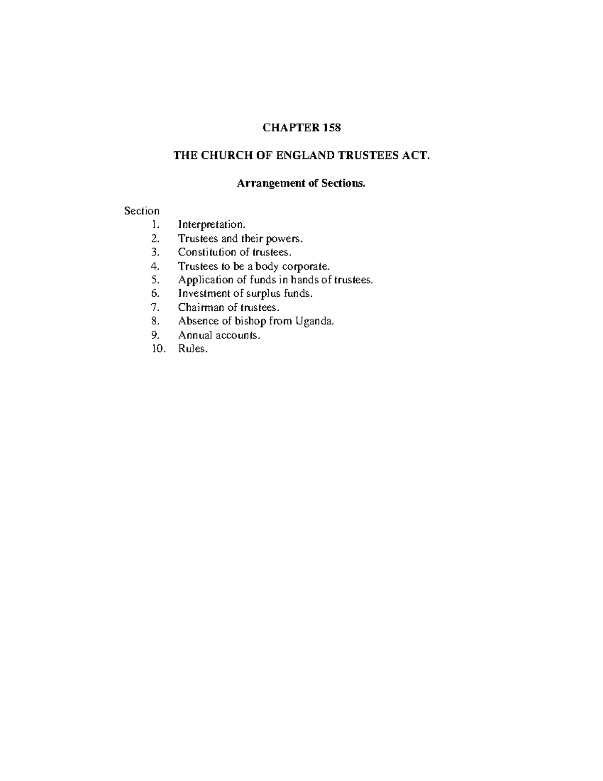 Church OF England Trustees ACT - CHAPTER 158 THE CHURCH OF ENGLAND ...