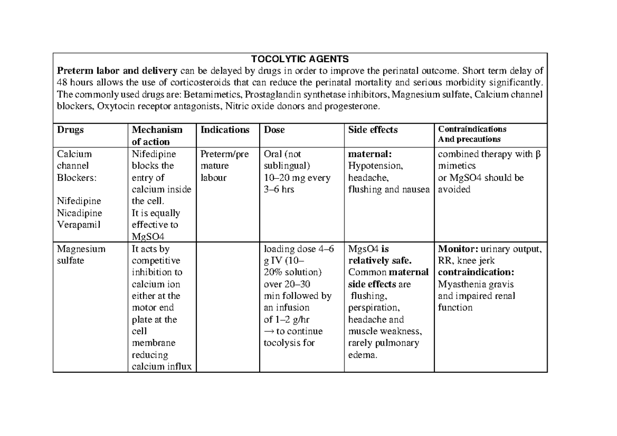 Tocolytics - Some drugs are used to control the induction progression ...