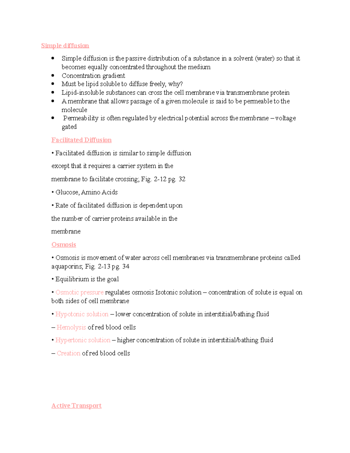 Anatomy and Physiology of farm animals Week 3 - Simple diffusion Simple ...