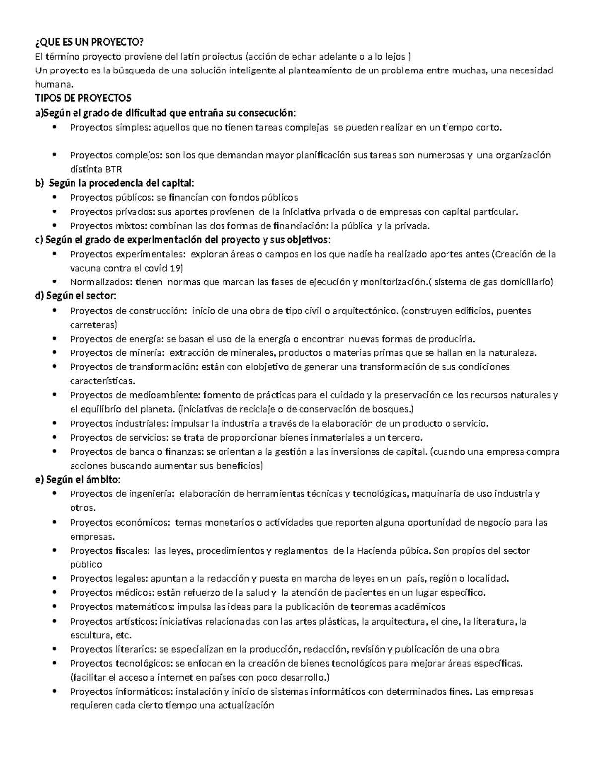 Examen proyecto - ptoyevto - ¿QUE ES UN PROYECTO? El término proyecto ...