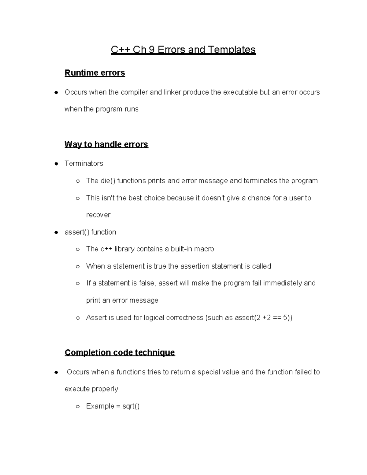 Ch 9 Errors and Templates - Studocu