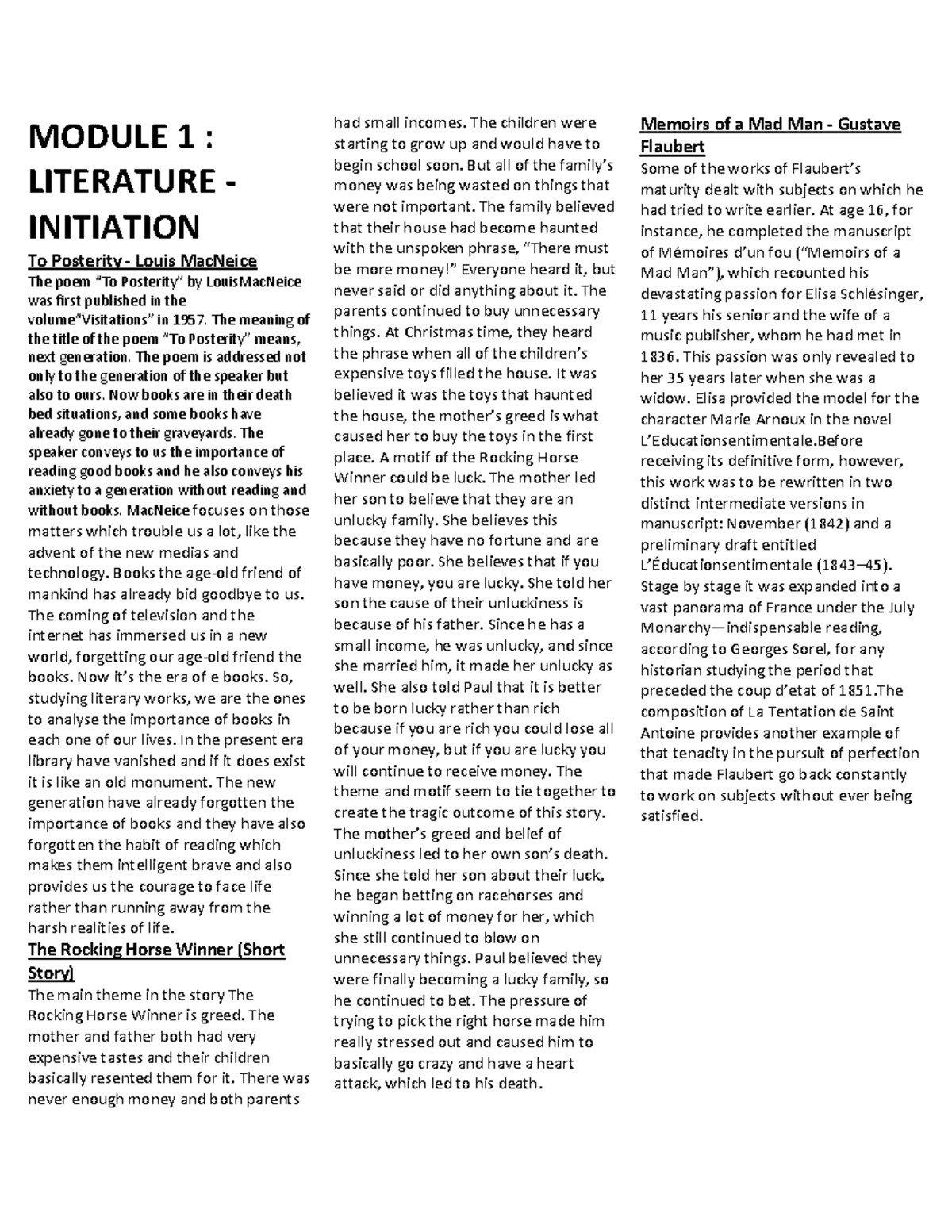 Module 1 Litmosphere - MODULE 1 : LITERATURE - INITIATION To Posterity ...