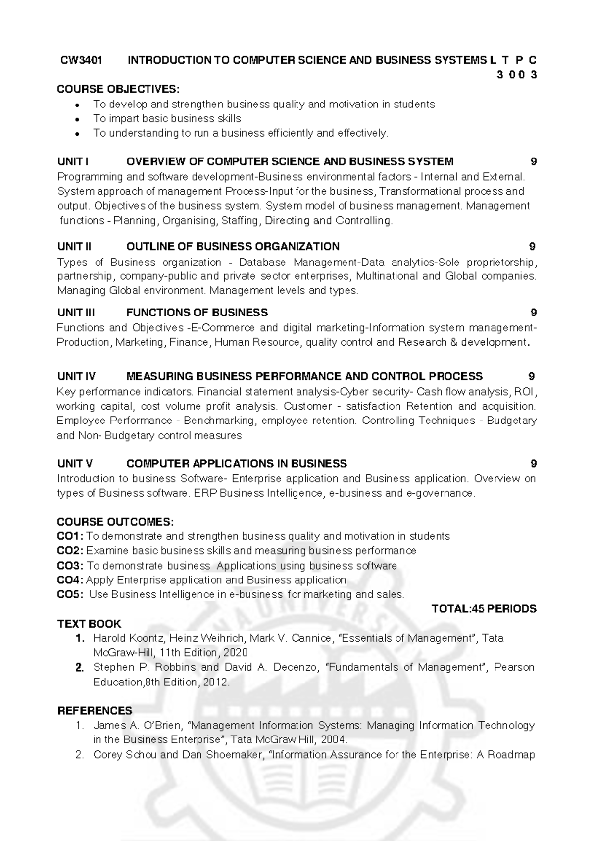 CW3401 Introduction TO Computer Science AND Business Systems - CW3401 INTRODUCTION TO COMPUTER ...