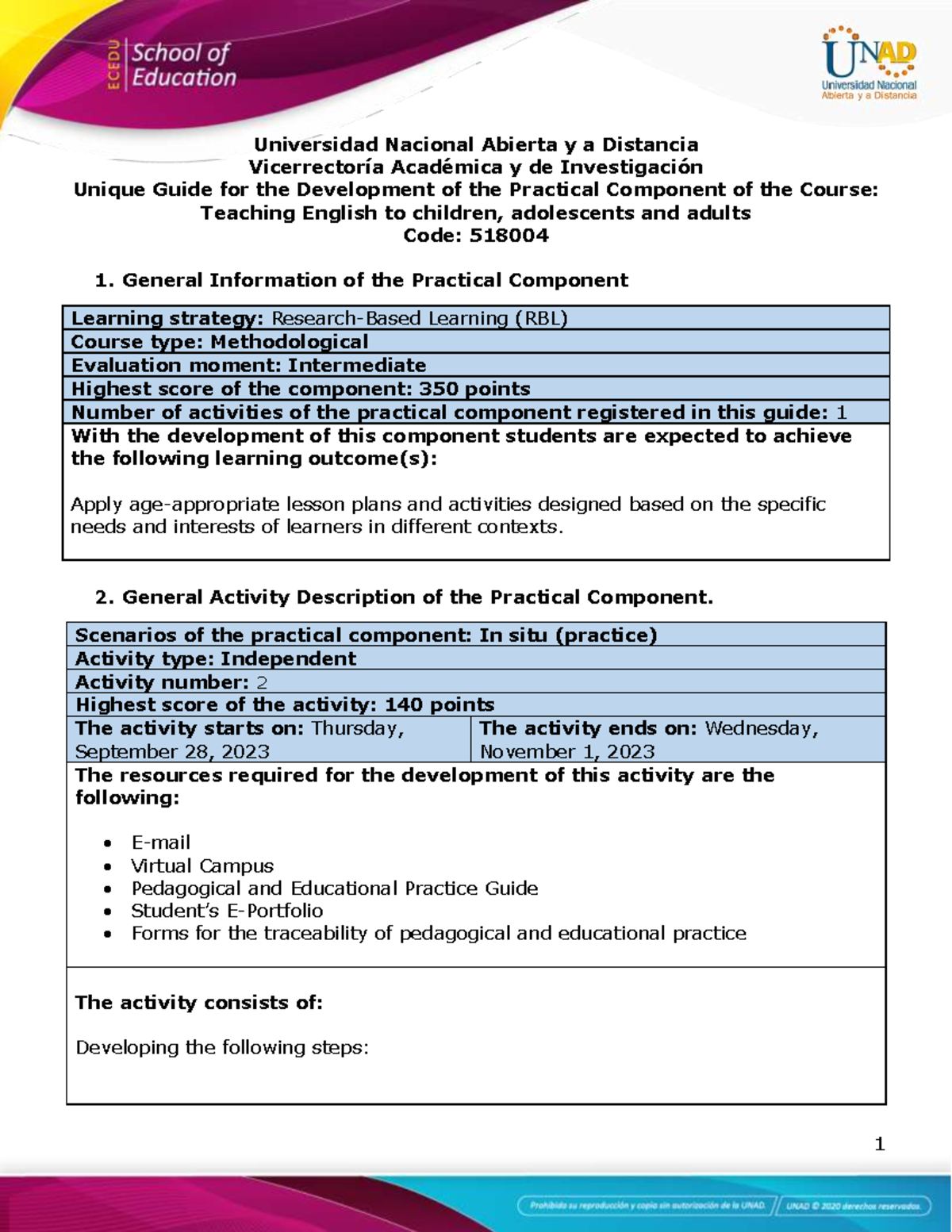 Guide for the Development of the Practical Component and Evaluation Rubrics - Unit 2 - Phase 3 ...