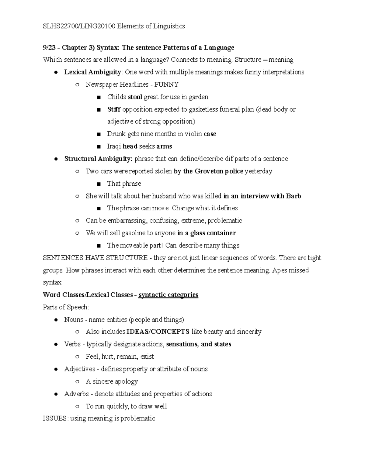 SLHS 227 - Syntax - Detailed lecture notes - SLHS22700/LING20100 ...