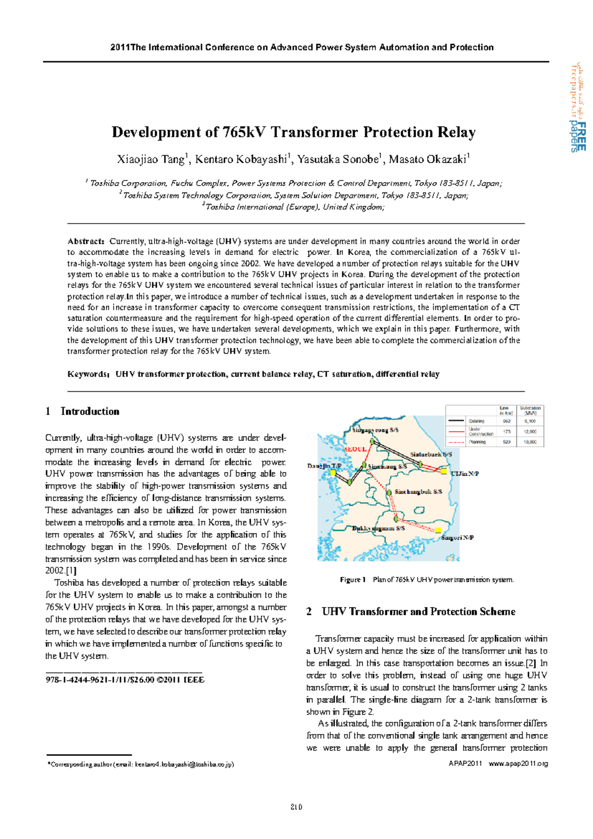 765KV Relay of the transformer - *Corresponding author (email: kentaro4 ...