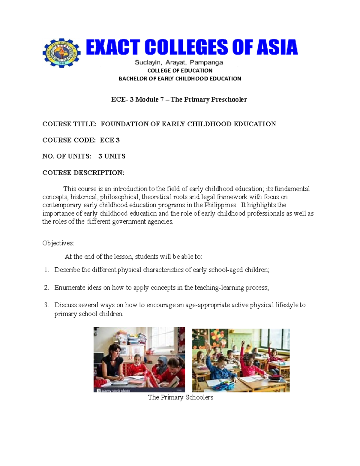 Foundation of Early Childhood Education Module 7 The Primary Schoolers ...