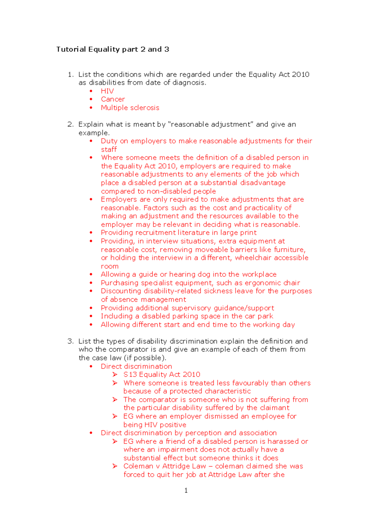 Tutorial 8 Equality Tutorial Equality Part 2 And 3 1 List The Conditions Which Are Regarded