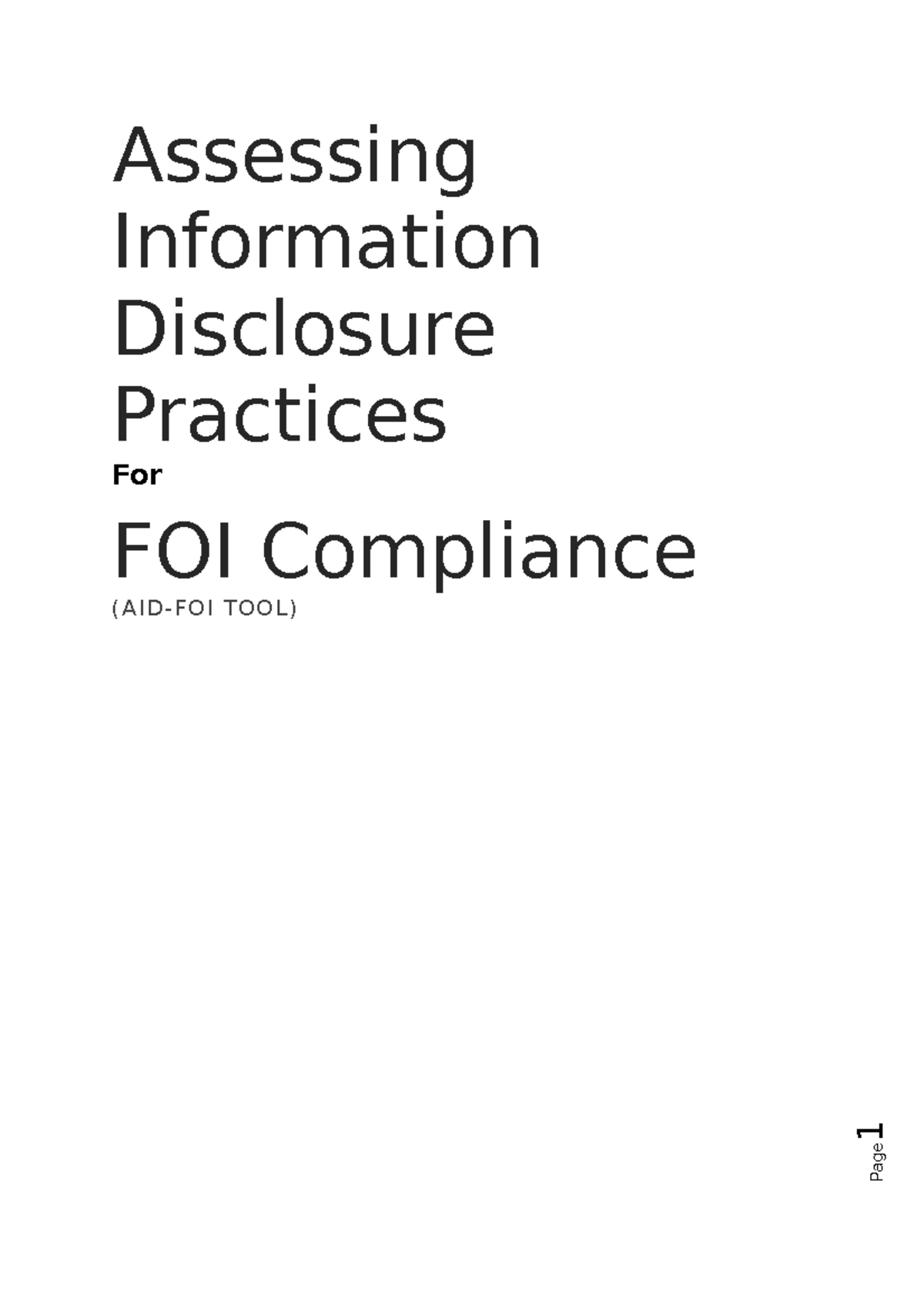 AID-FOI Tool Template - Assessing Information Disclosure Practices For ...