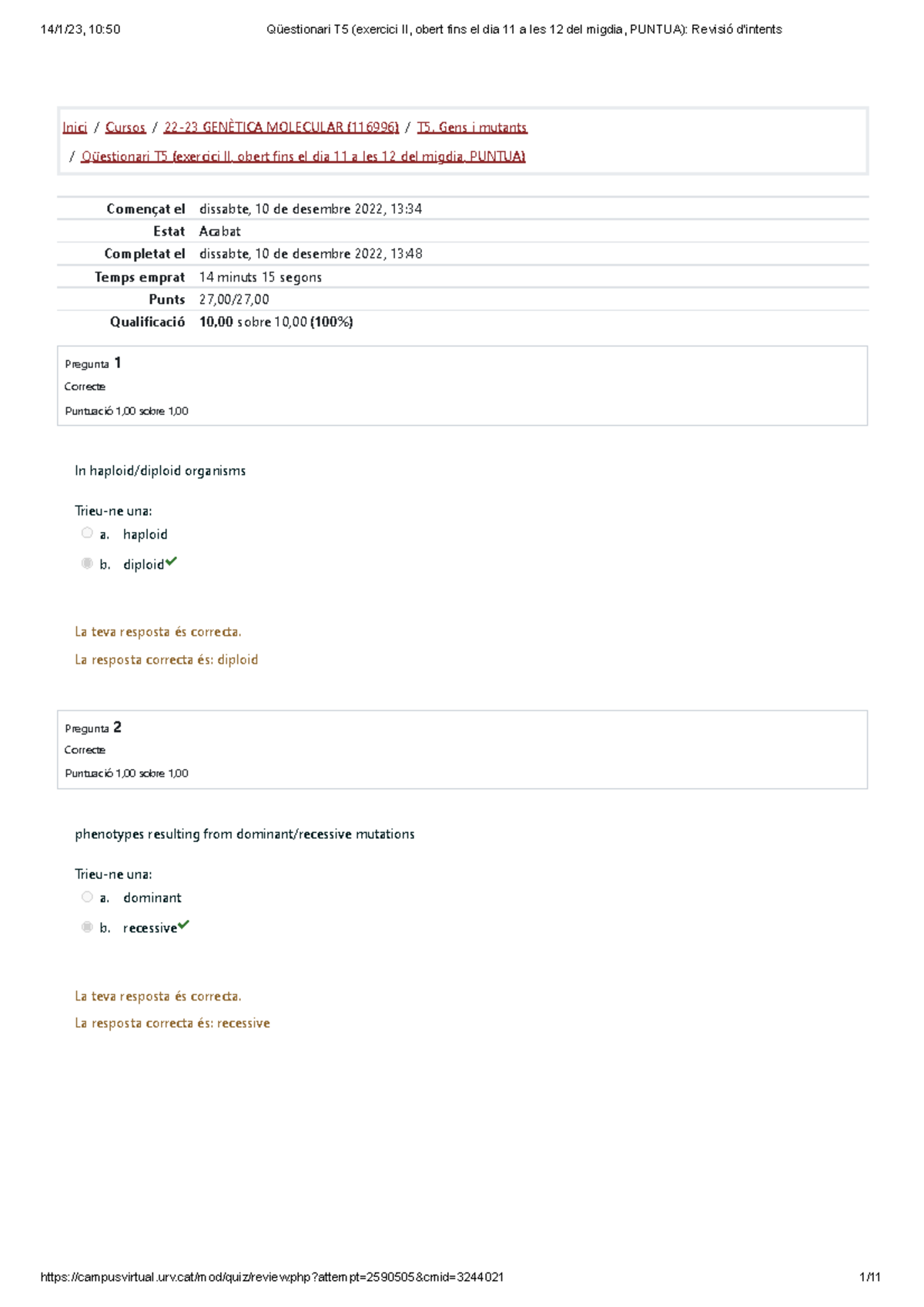 Qüestionari T5 (exercici II, obert fins el dia 11 a les 12 del migdia ...