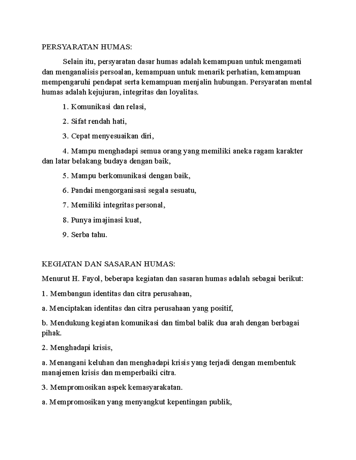 Persyaratan, Kegiatan dan Strategi Humas - PERSYARATAN HUMAS: Selain ...