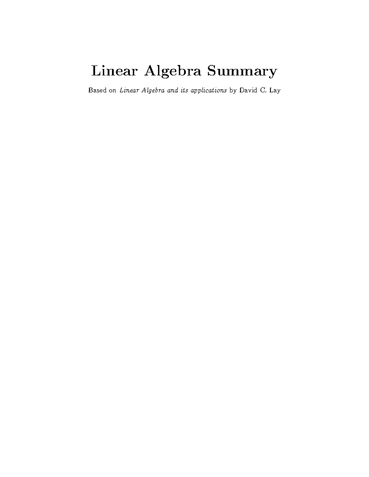 Linear Algebra Summary - Linear Algebra Summary Based on Linear Algebra ...