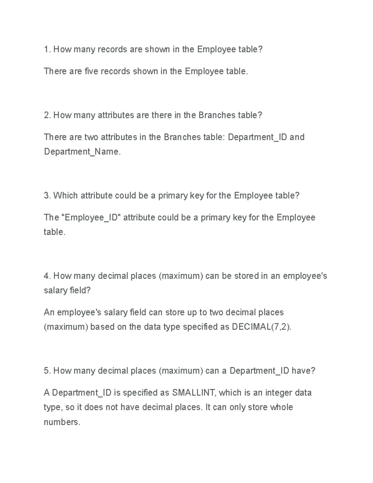 DAD 220 Module Two Activity - How many records are shown in the Employee table? There are five ...