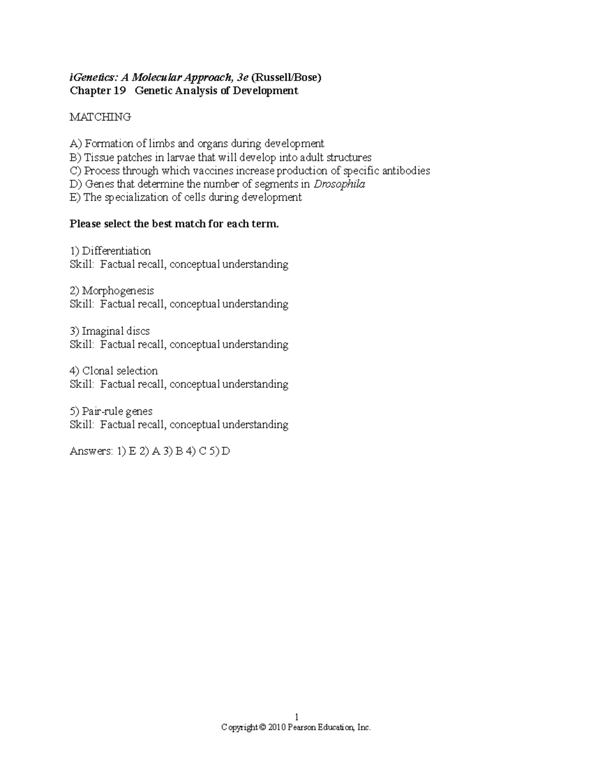Chap19 - Practice tests for the Genetics portion of biology - iGenetics ...