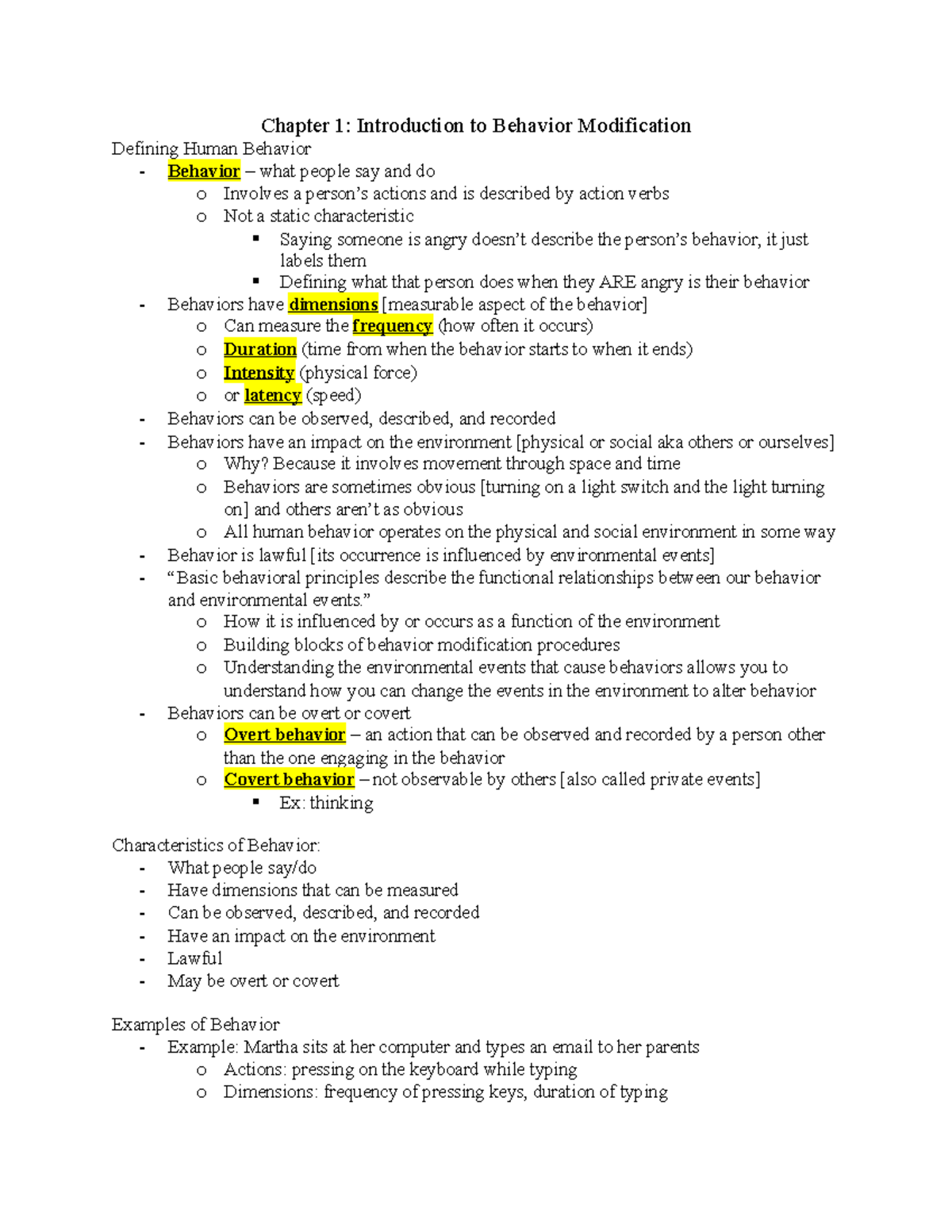 PSY317 ABA Ch 1-3 Reading Notes - Chapter 1: Introduction to Behavior ...