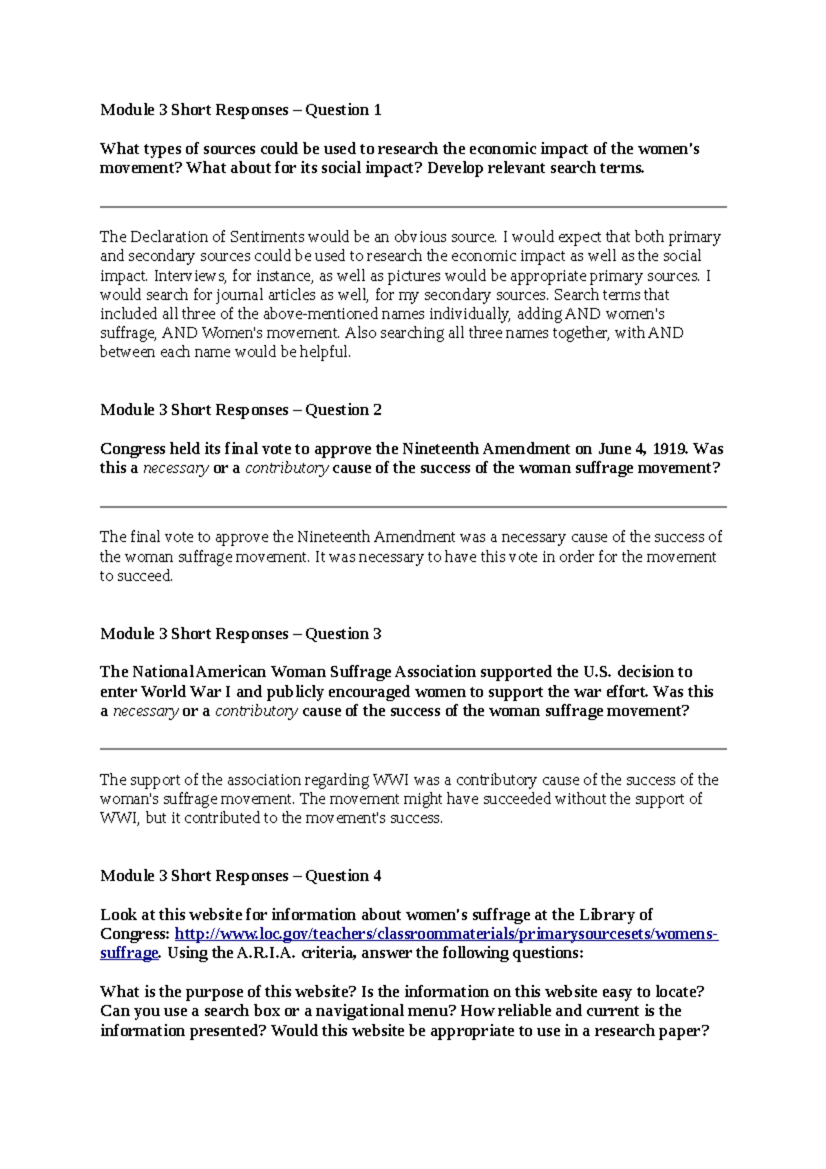HIS 200 Applied History Module 3 Short Responses - Module 3 Short ...