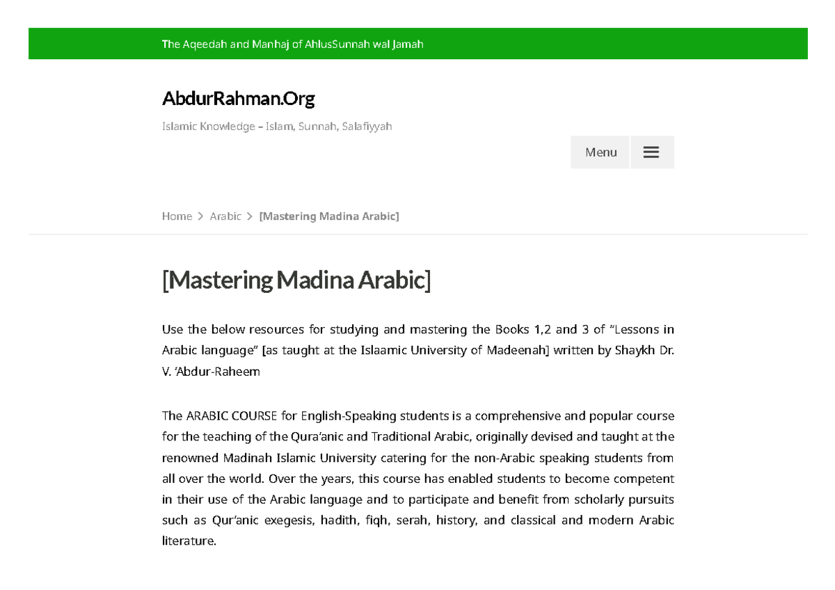 Mastering Basic Arabic - [Mastering Madina Arabic] Use the below ...