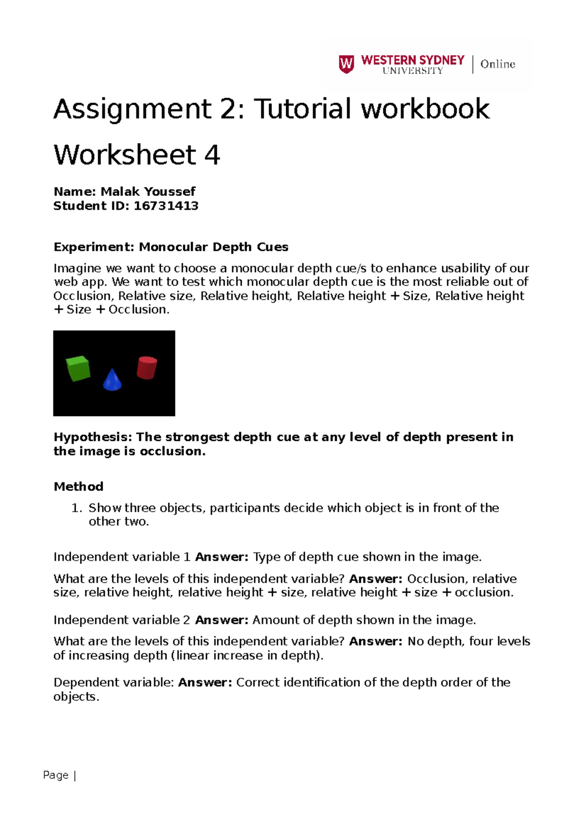 Worksheet 4 mod4 - Page | Assignment 2: Tutorial workbook Worksheet 4 ...