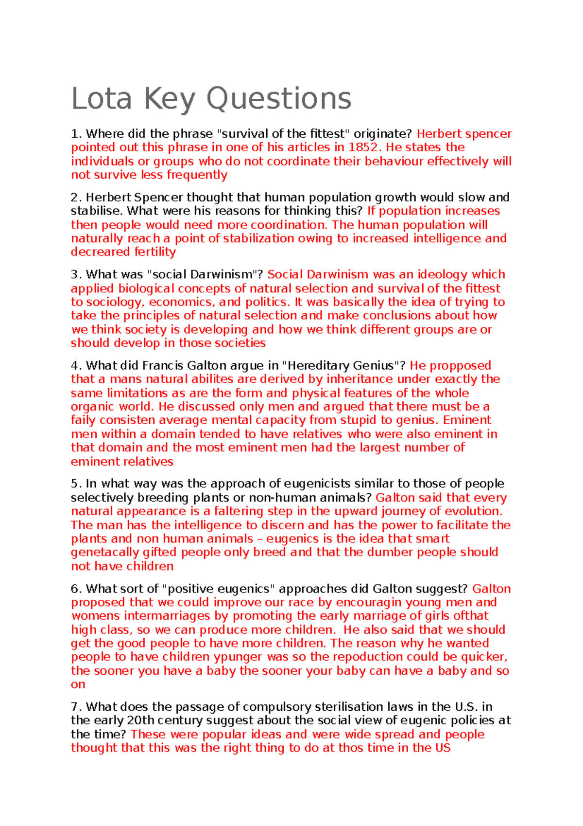 Lota Key Questions - Lota Key Questions Where did the phrase "survival ...