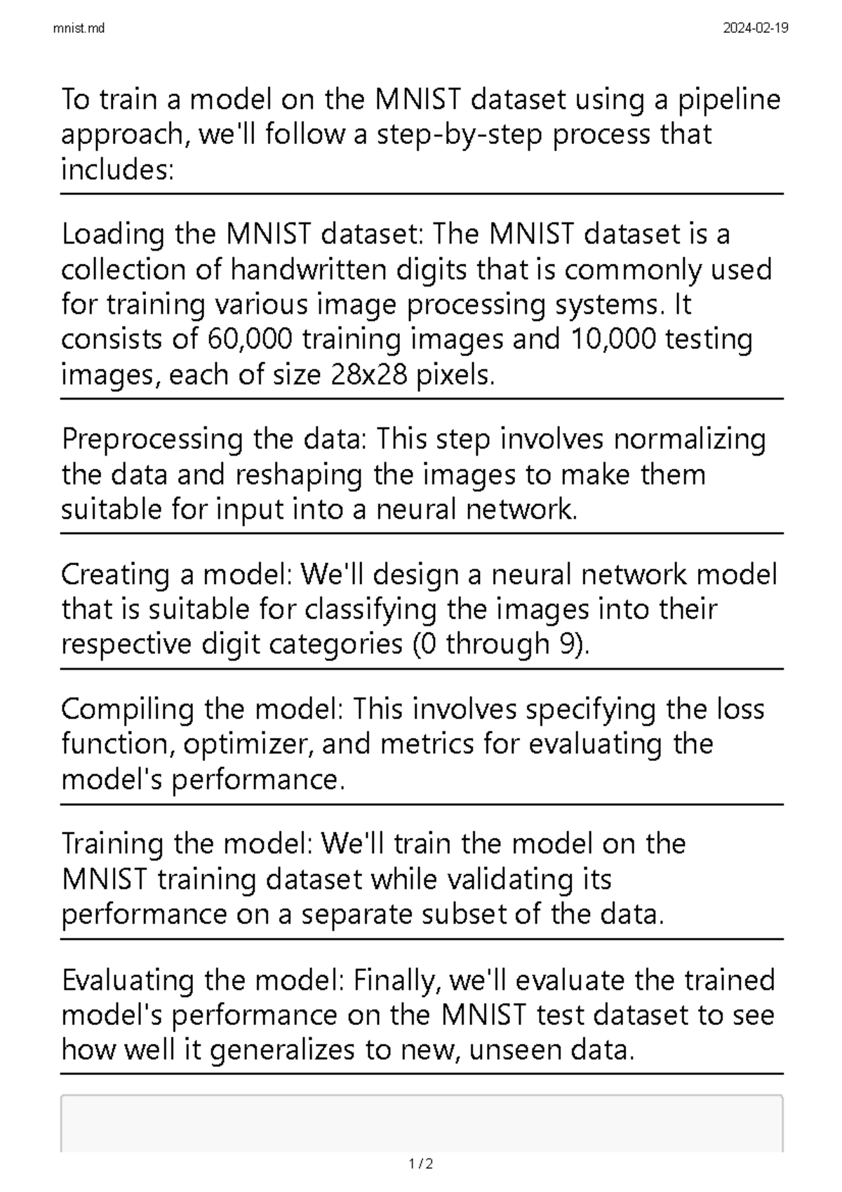 Mnist std - mnist 2024-02- 1 / 2 To train a model on the MNIST dataset using a pipeline approach ...