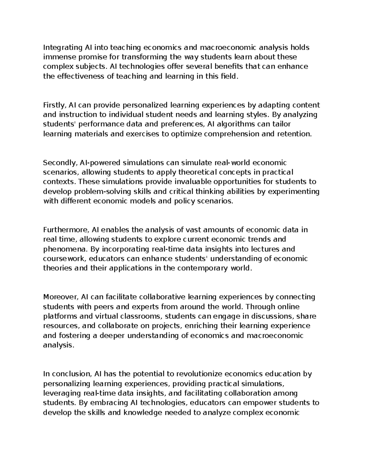 Integrating AI into teaching economics and macroeconomic analysis holds ...