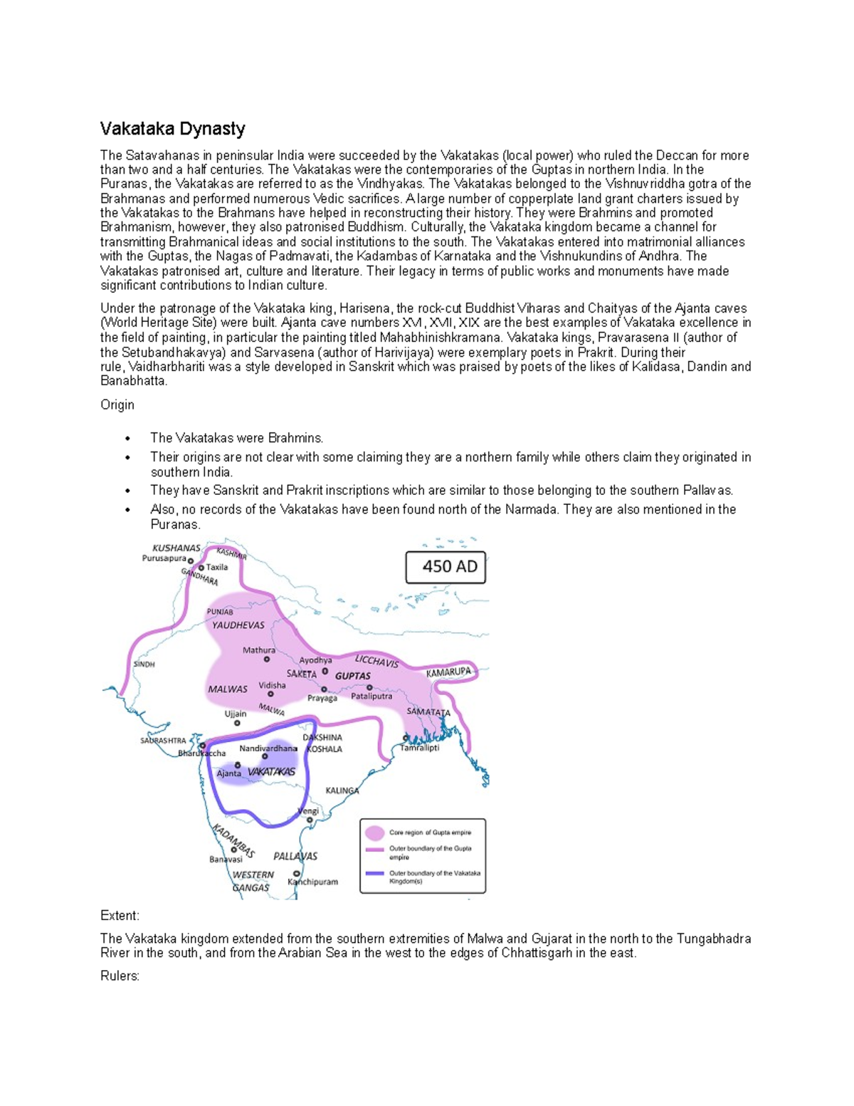 Vakataka Dynasty - Lecture notes - History of India - Studocu